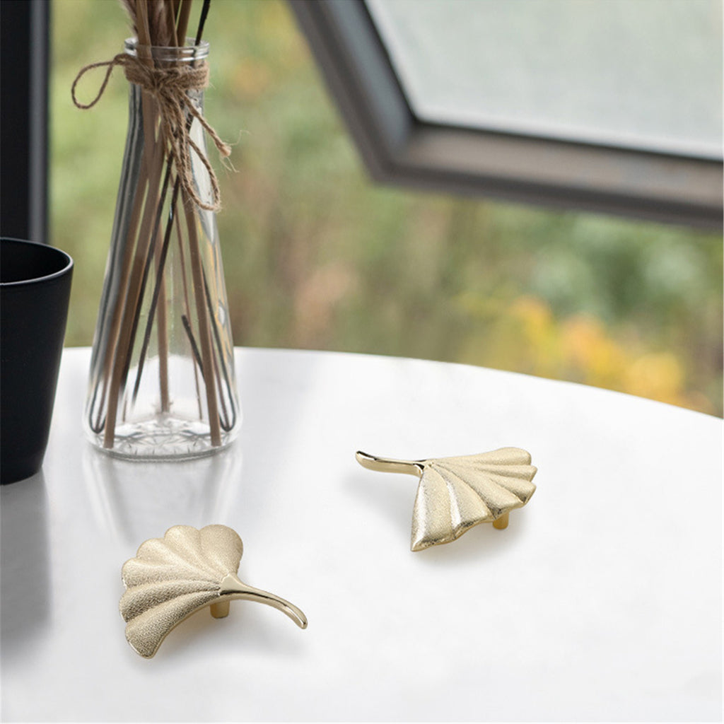Ginkgo Leaf Shape Knob，Solid Drawer Pulls，Creative Decorate Pulls for – Fitviso