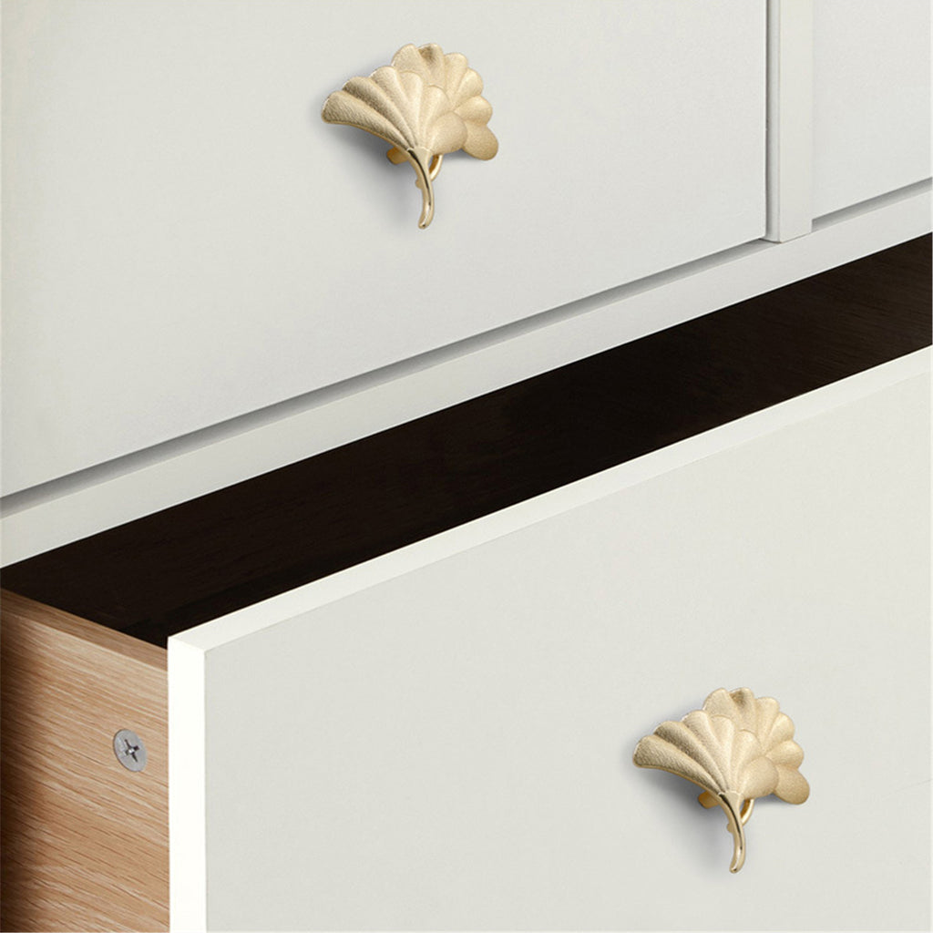 Ginkgo Leaf Shape Knob Handles，Solid Metal Drawer Pulls，Creative Decor ...
