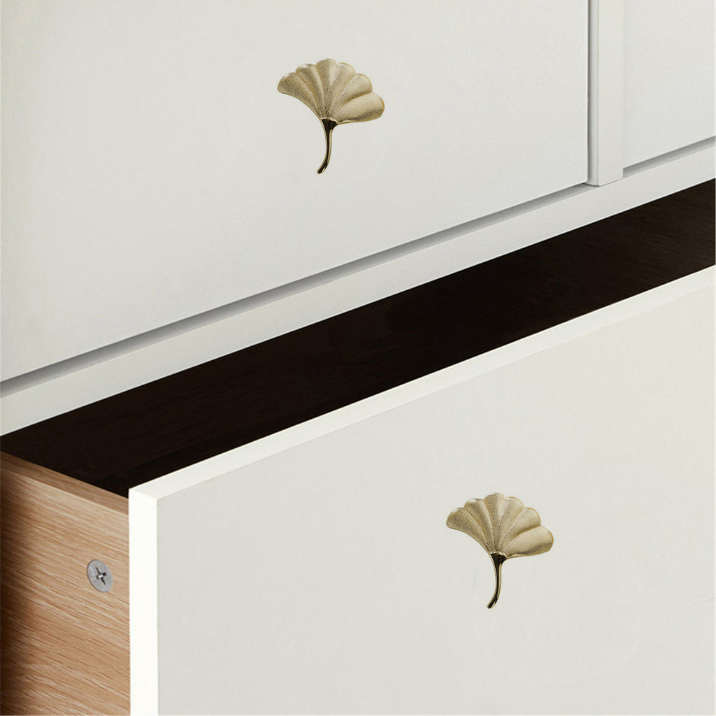 Ginkgo Leaf Shape Knob，Solid Drawer Pulls，Creative Decorate Pulls for ...