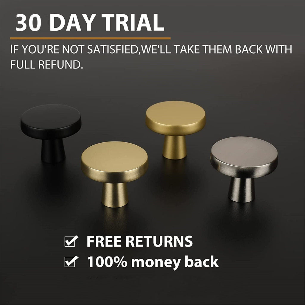 10 Pack 1-1/4 Inch Brushed Brass Kitchen Cabinet Knobs，Solid Dresser K – Fitviso